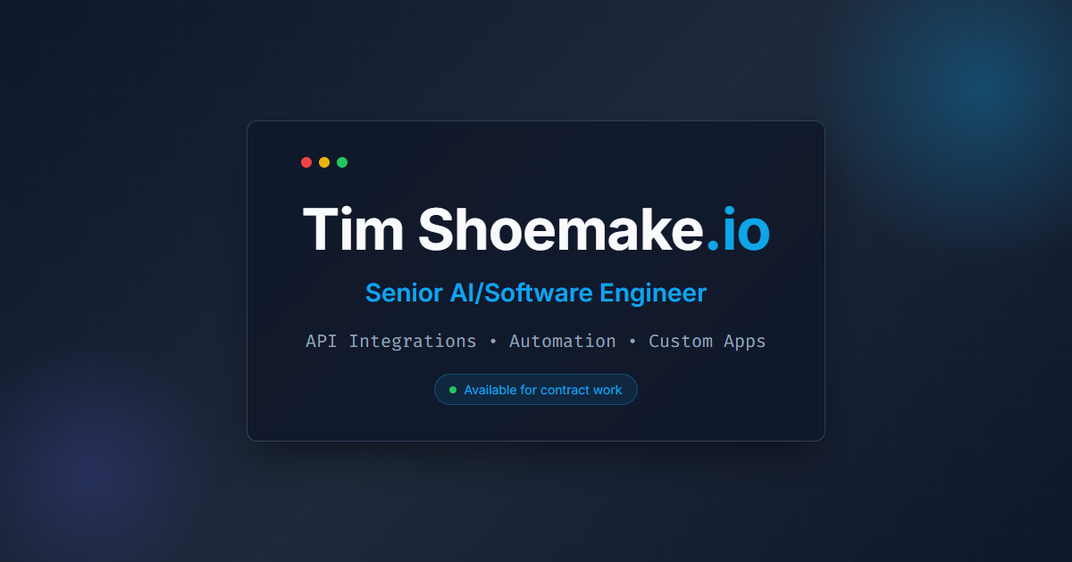 Tim Shoemake | Senior AI/Software Engineer